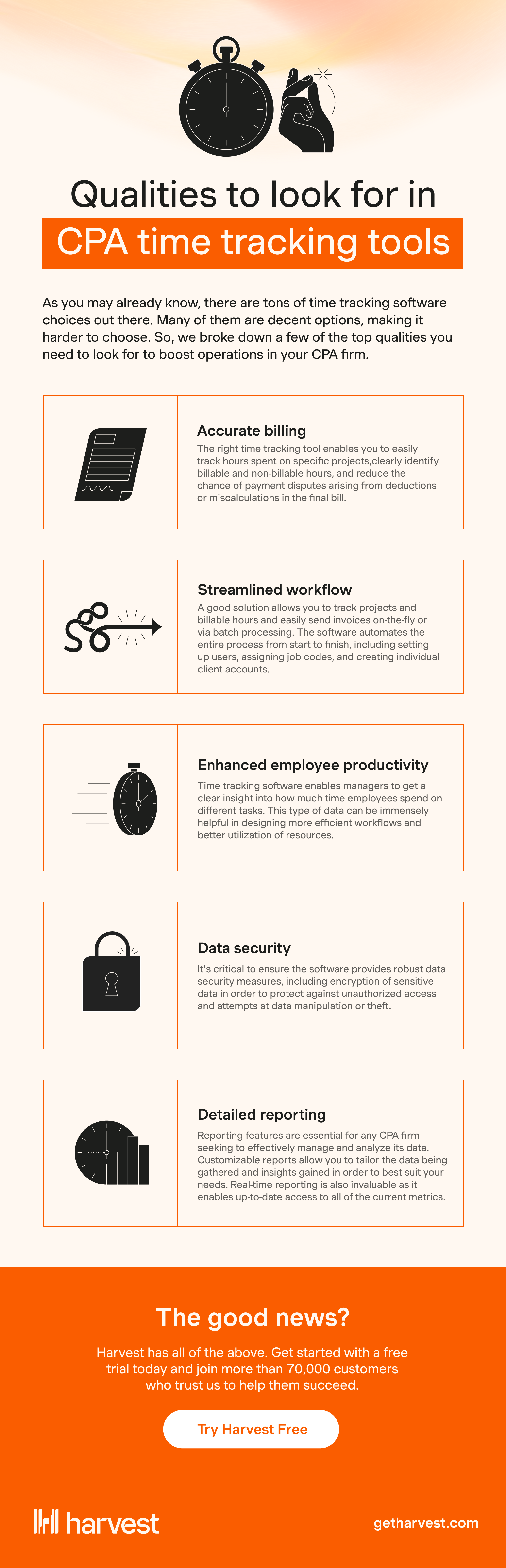 Qualities to look for in CPA time tracking tools (infographic)