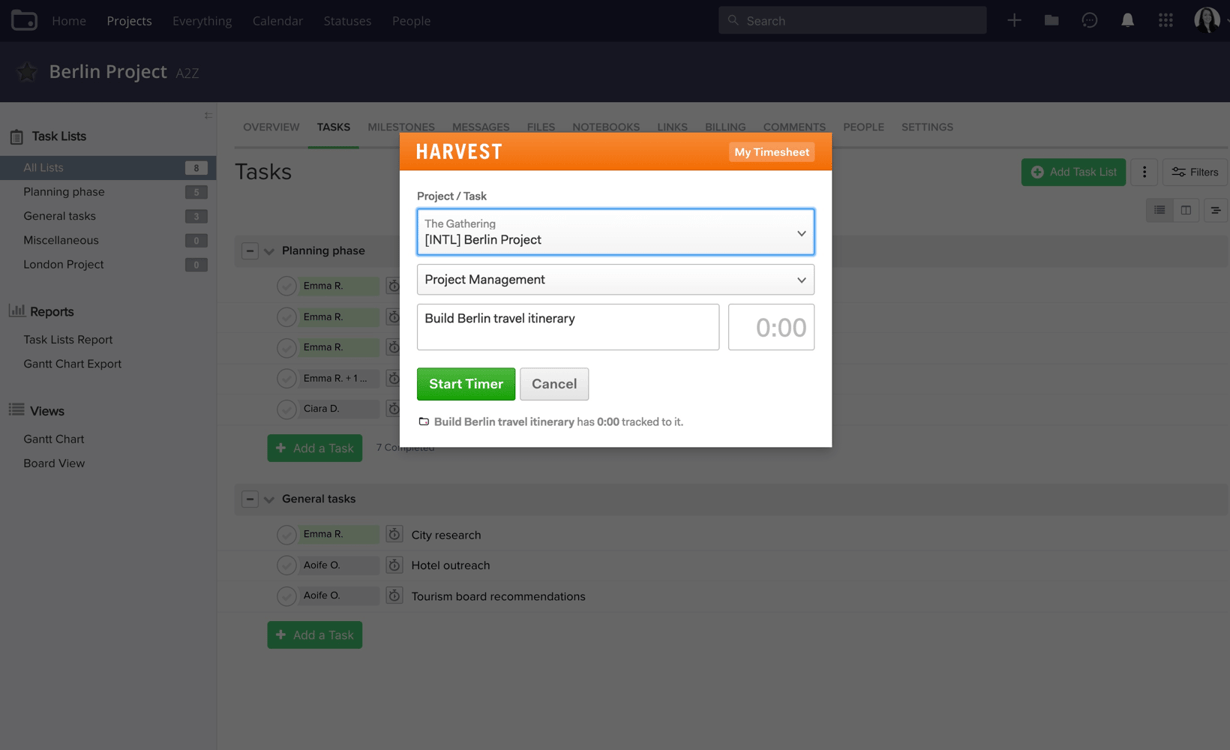 Teamwork Projects Time Tracking Integration - Harvest