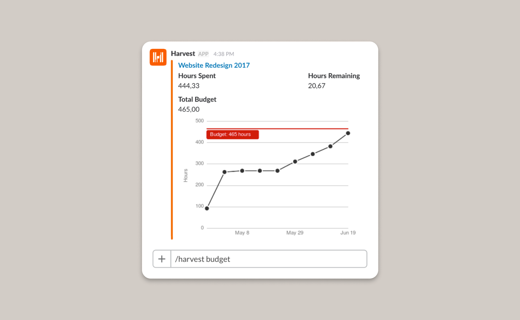 Slack Time Tracking Integration - Harvest