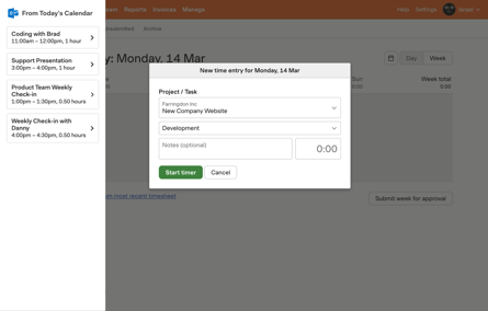 Outlook.com Time Tracking Integration - Harvest