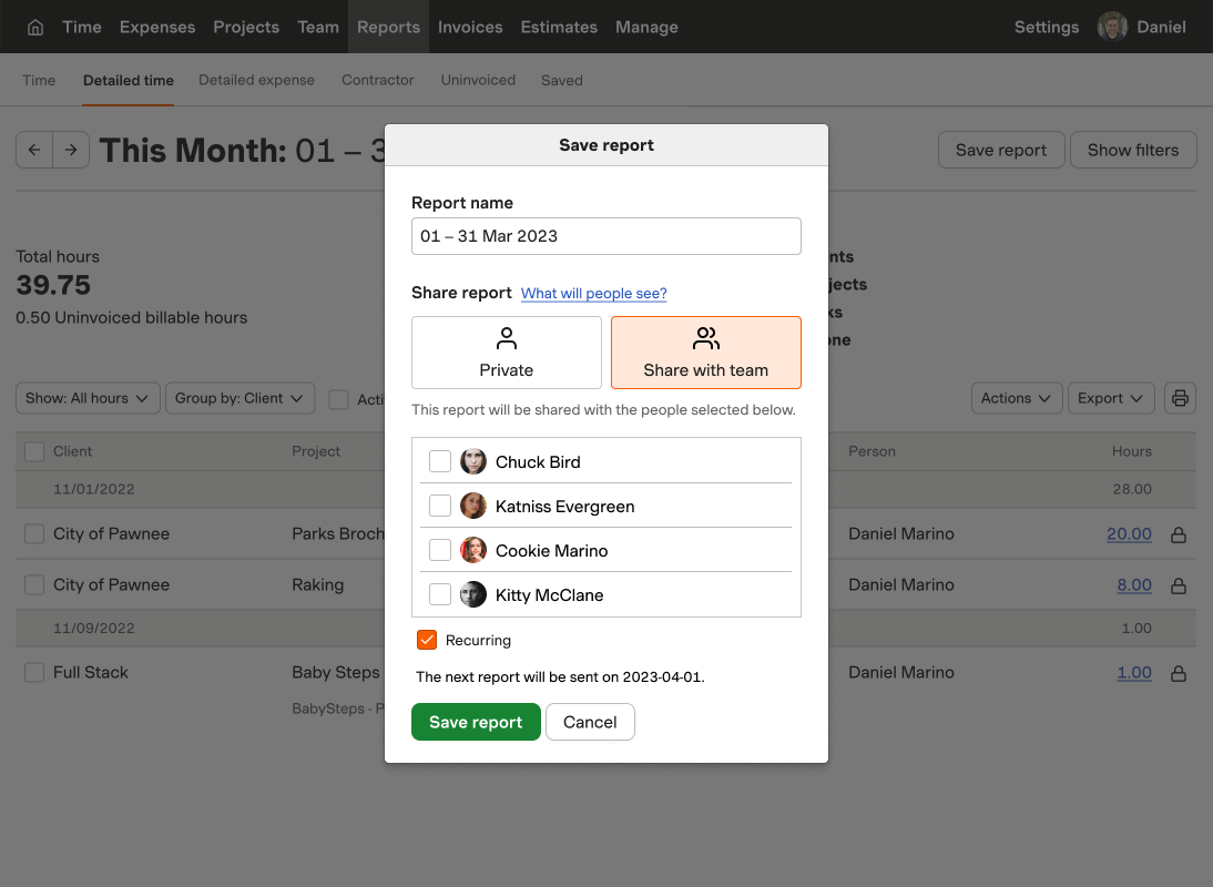 Product Update: Save and Share Harvest Reports